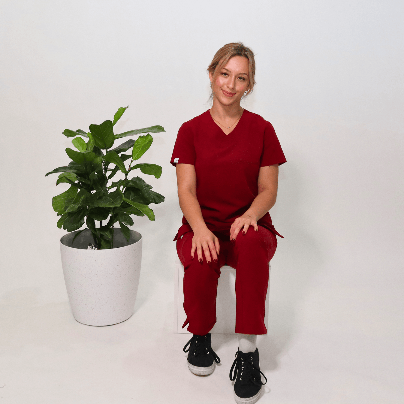 Medical Scrub Top | Burgundy | Premium Nursing Scrubs Australia – Fit ...
