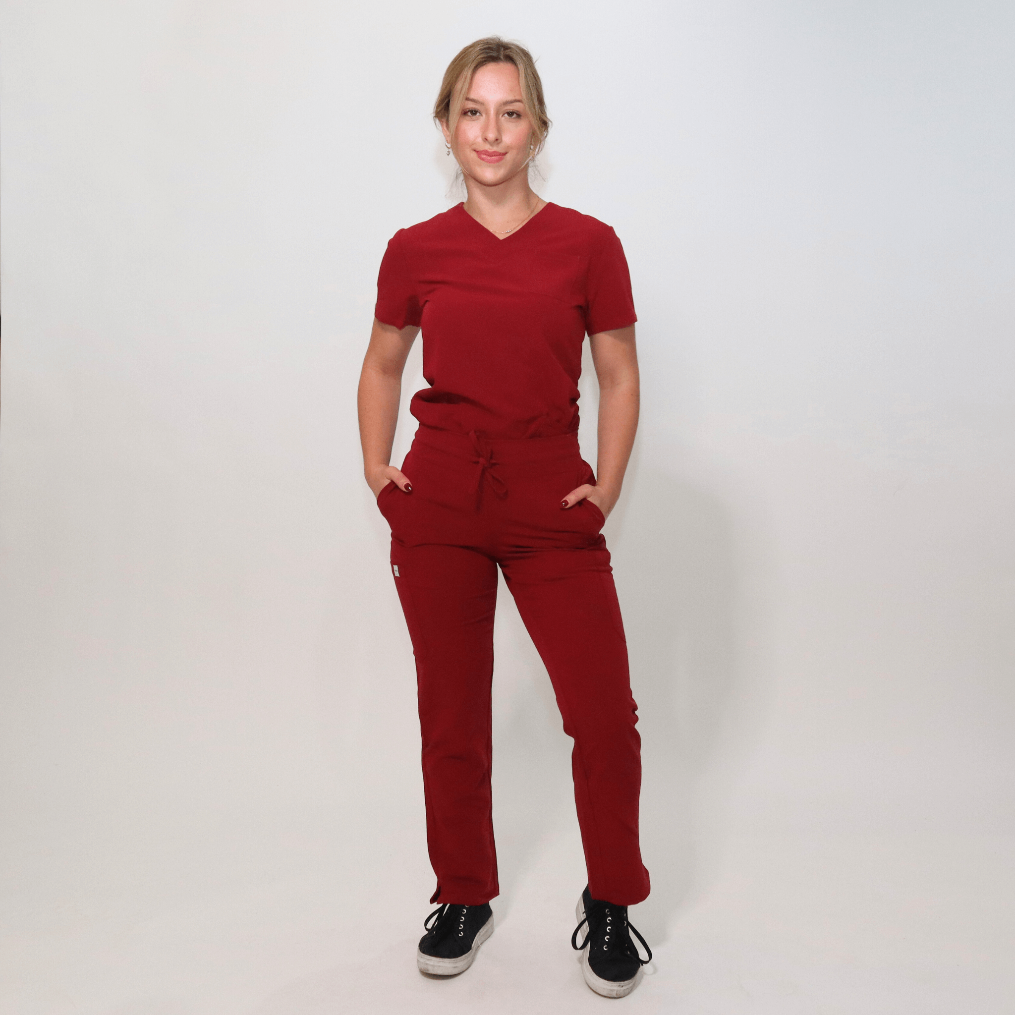 Medical Scrub Top | Burgundy | Premium Nursing Scrubs Australia – Fit ...
