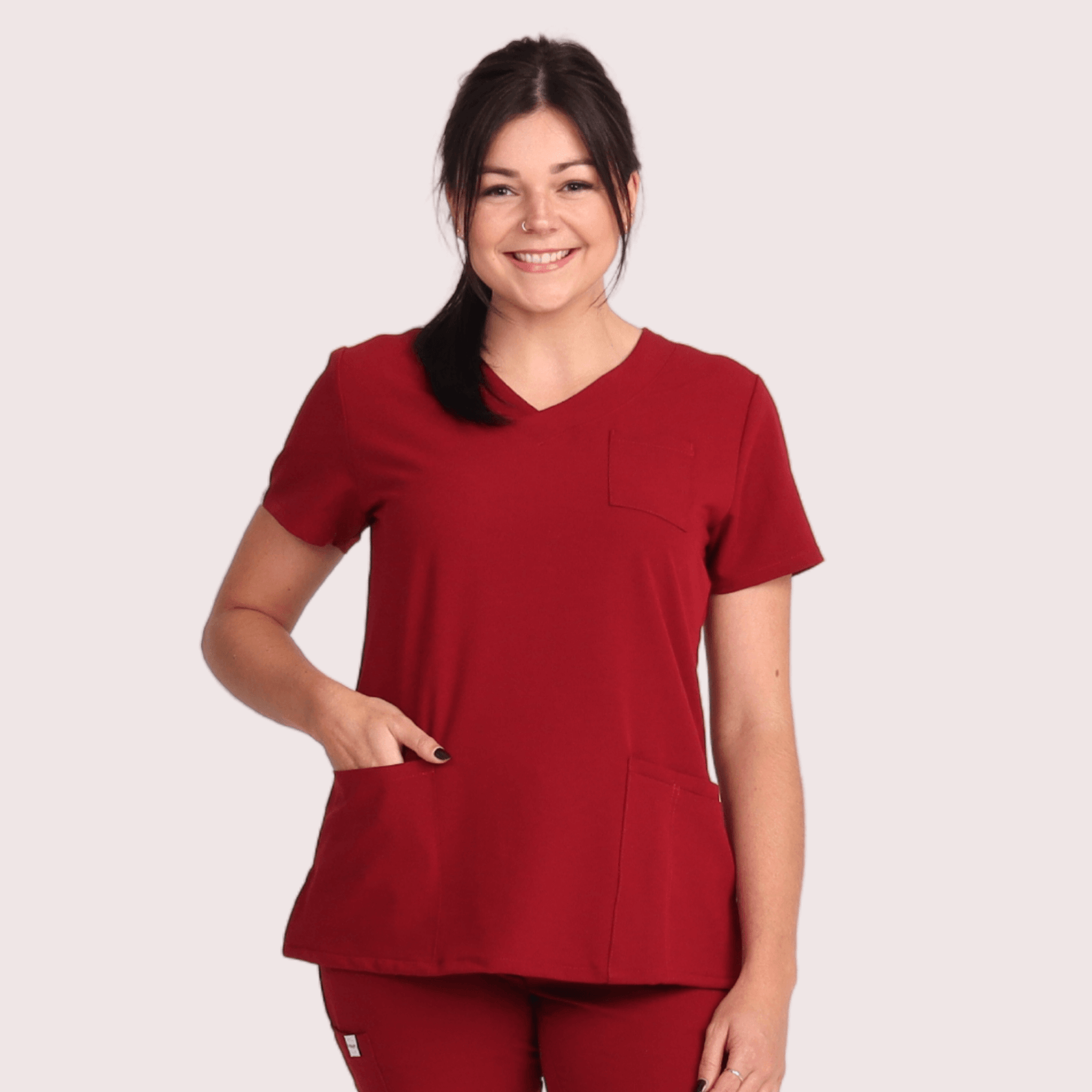 Medical Scrub Top | Burgundy | Premium Nursing Scrubs Australia – Fit ...