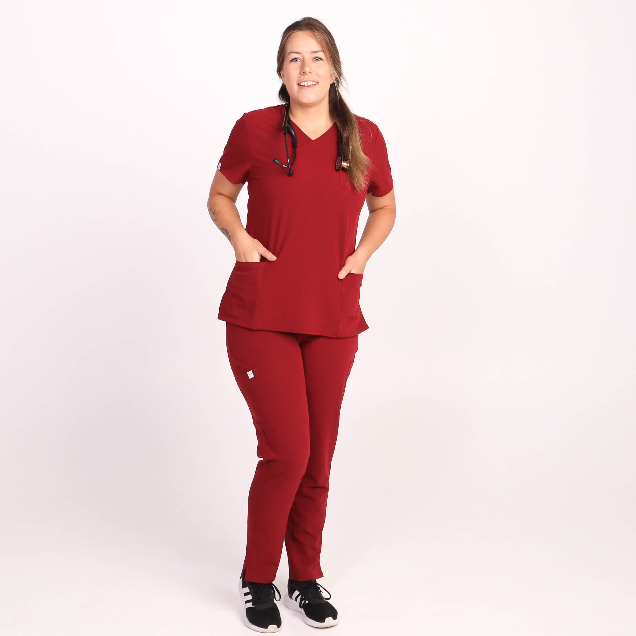 Medical Scrub Top | Burgundy | Premium Nursing Scrubs Australia – Fit ...